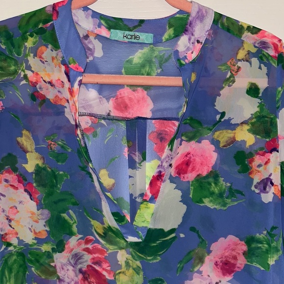 Karlie | Tops | Vintage Karlie Vneck Sheer Blouse Violet Wroses Pull On ...
